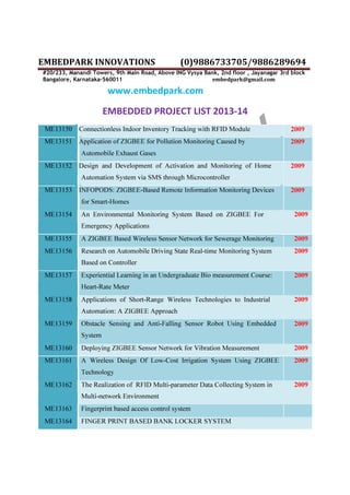 Final year project 2013 14 for ECE, EEE, TE, EIE Branches | PDF