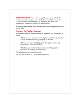 Embezzlement Defined | PDF