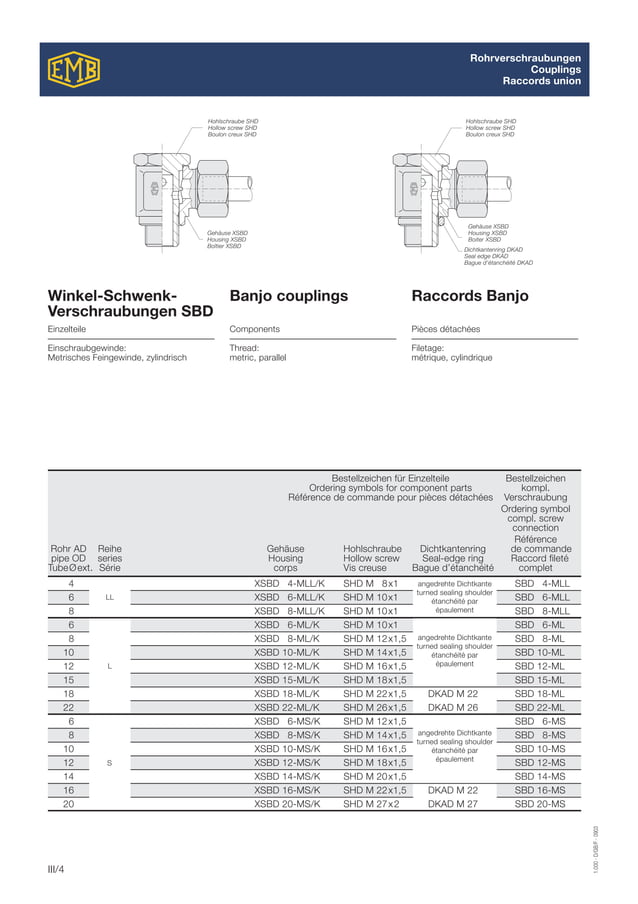 Emb fitting catalogue