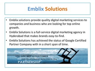 Emblix solutions (Digital Marketing Company in hyderabad) | PPT