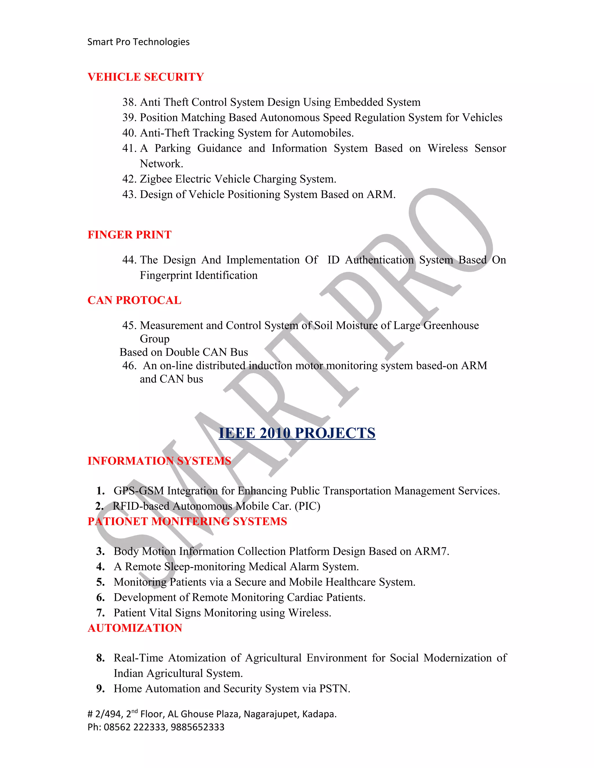 Embedded M.Tech project titles | PDF
