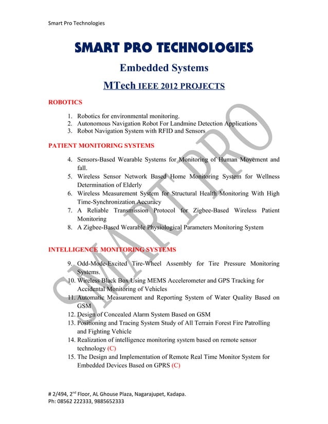 Embedded M.Tech project titles | PDF