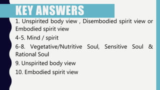 SHS Philosophy WHAT IS A HUMAN PERSON "Embodied spirit and etc. | PPTX