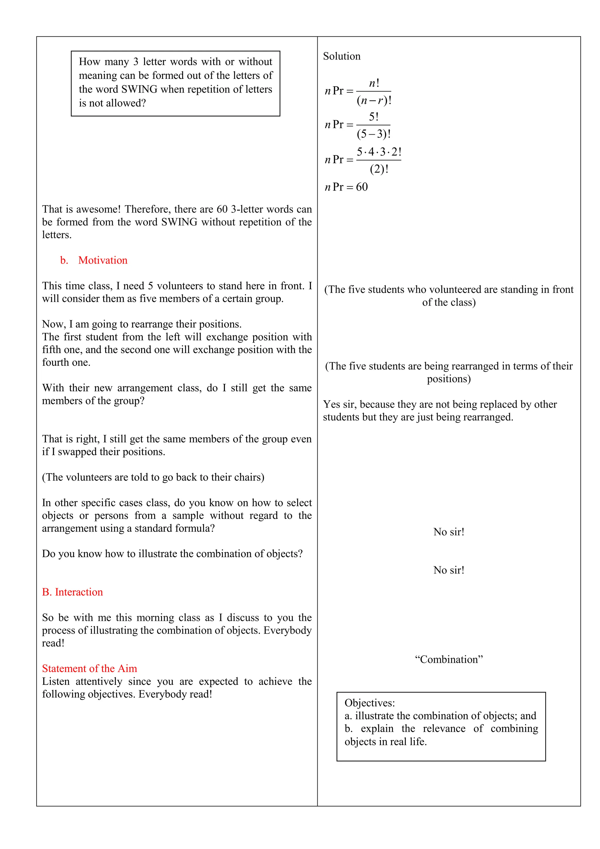 Grade 10 Detailed Lesson Plan on Combination.docx