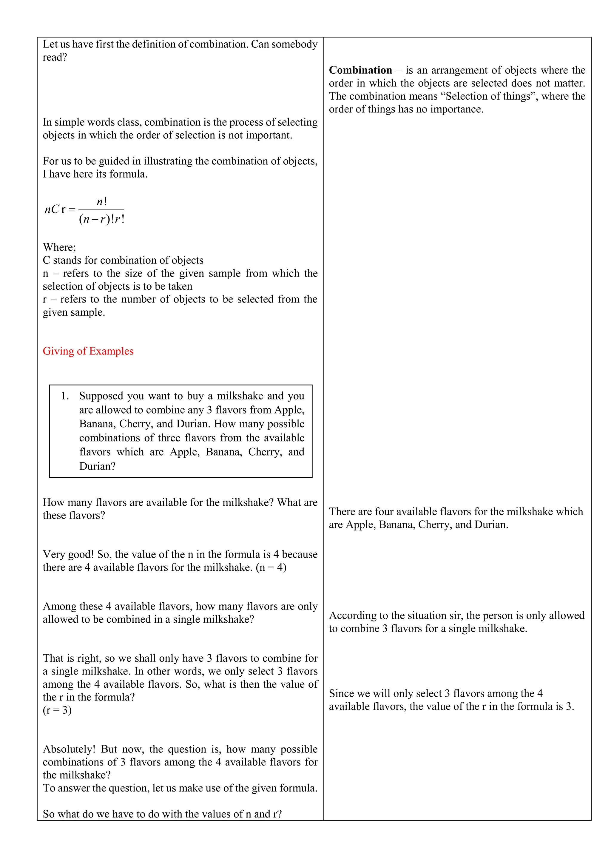 Grade 10 Detailed Lesson Plan on Combination.docx