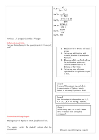 Grade 10 Detailed Lesson Plan on Combination.docx
