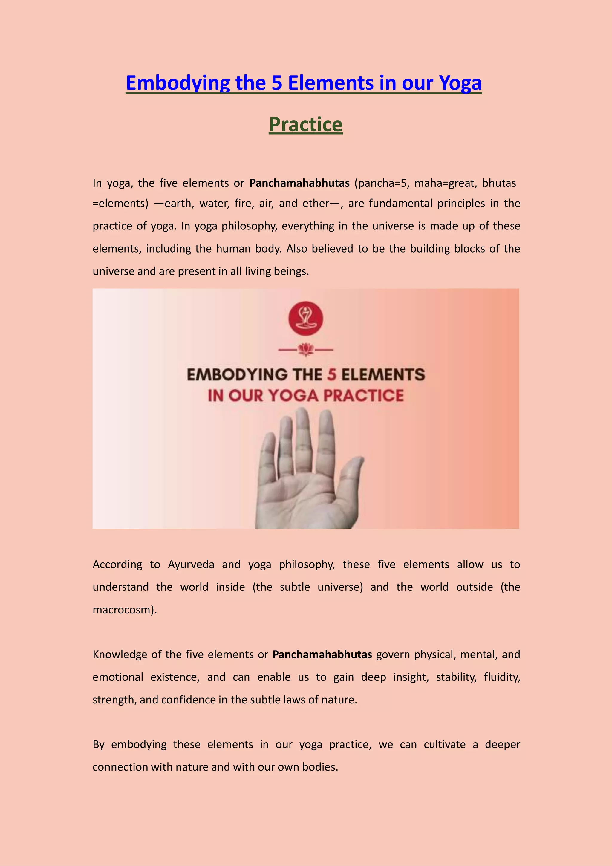 Embodying the 5 Elements in our Yoga Practice | PPTX