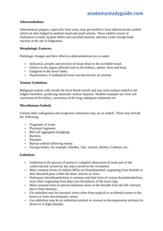 Embolism - Causes, Symptoms, Treatment, Diagnosis | PDF