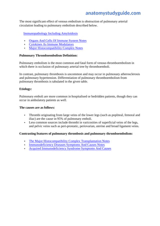 Embolism - Causes, Symptoms, Treatment, Diagnosis | PDF