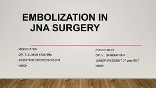 EMBOLIZATION IN JNA SURGERY. Before surgery | PPTX