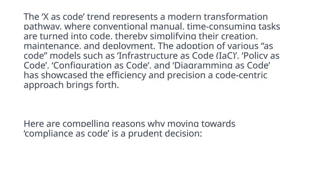 Embrace Compliance as Code -modern transformation pathway | PPT | Free ...