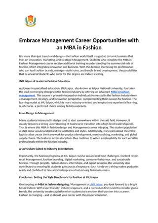 Embrace Management Career Opportunities with an MBA in Fashion.docx