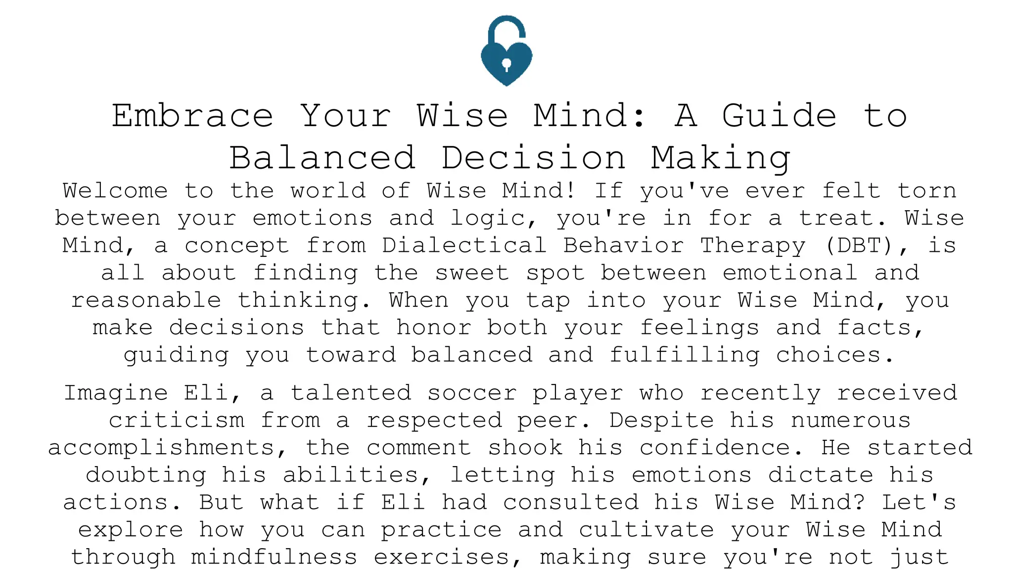 Embrace Your Wise Mind A Guide to Balanced Decision Making | PPTX