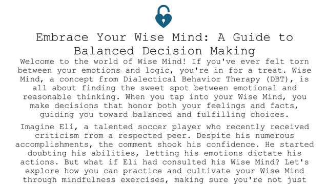 Embrace Your Wise Mind A Guide to Balanced Decision Making | PPTX ...