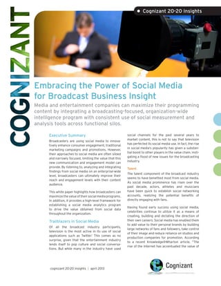 Embracing the Power of Social Media for Broadcast Business Insight | PDF