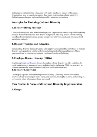 Embracing Cultural Cultural Diversity at Work: Importance, Benefits and ...