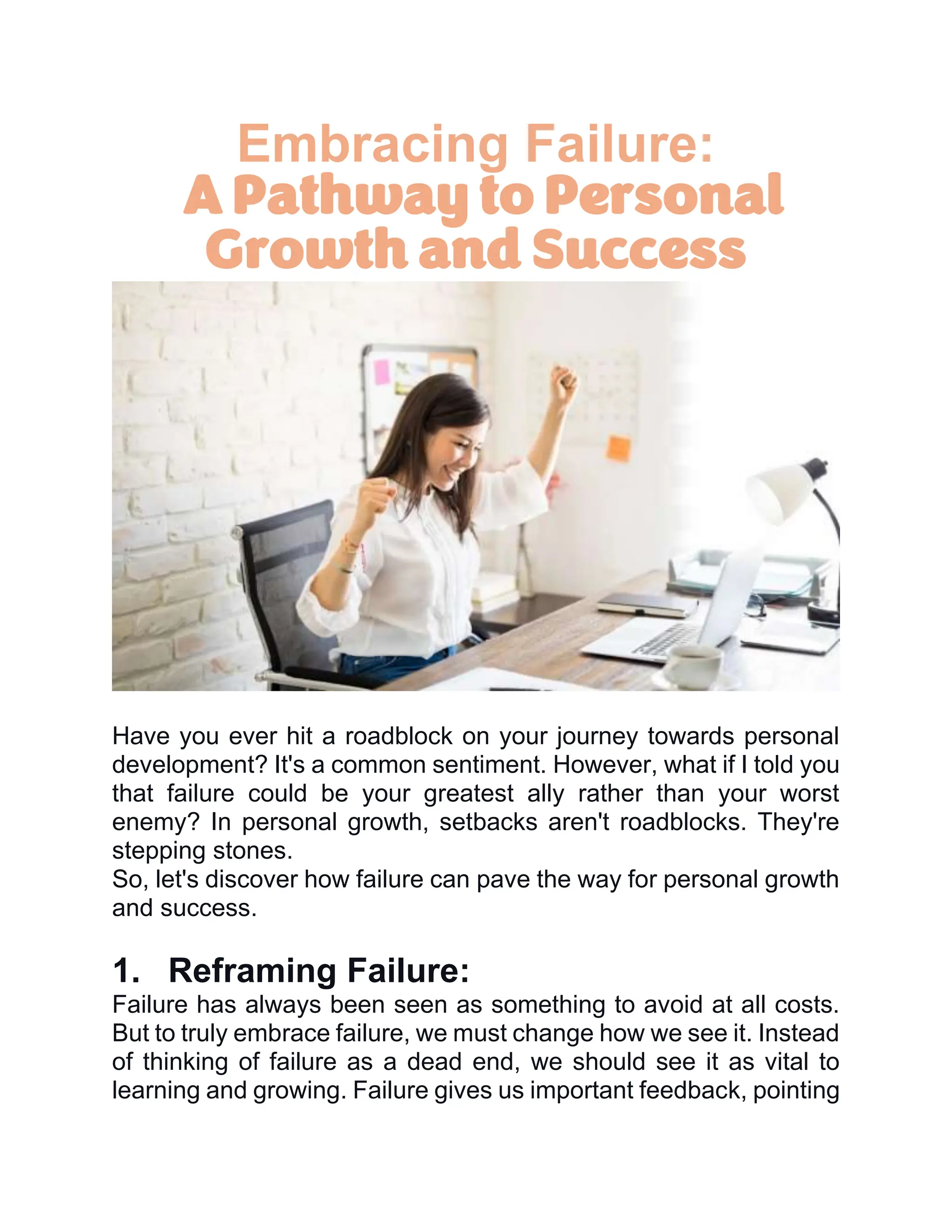 Embracing Failure-A Pathway to Personal Growth and Success | PDF