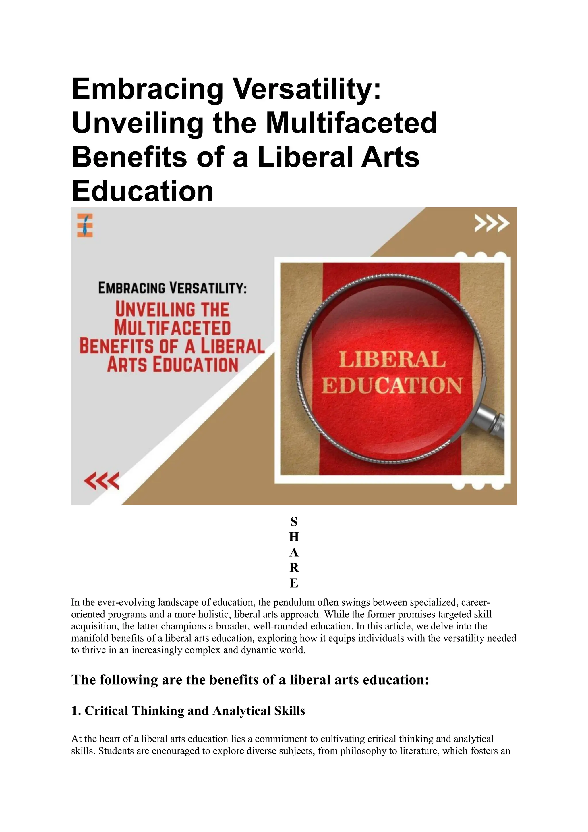 Embracing Versatility: Unveiling the Multifaceted Benefits of a Liberal ...