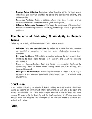Embracing Vulnerability: Building Trust and Resilience in Remote Teams ...