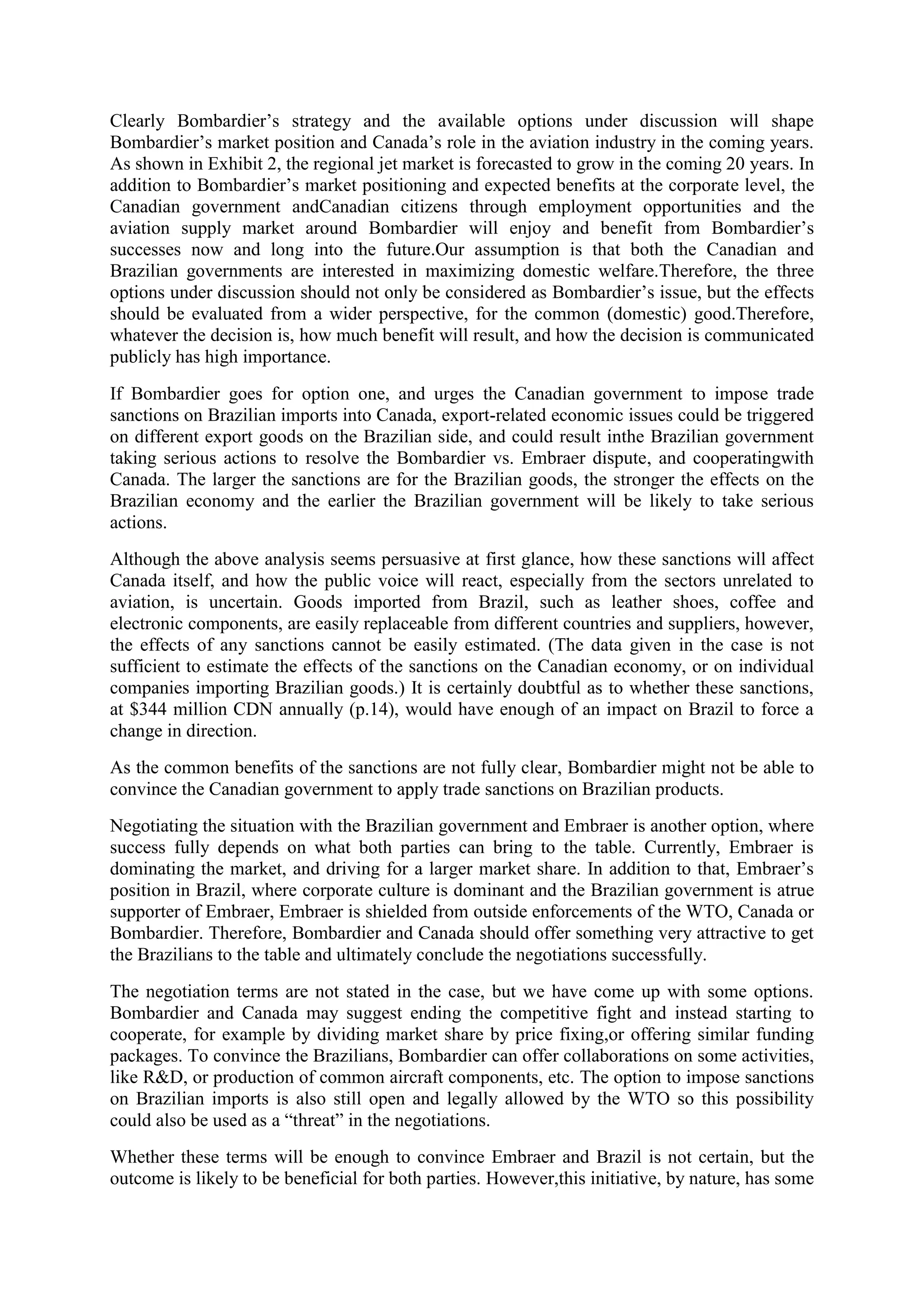 Embraer vs Bombardier | DOCX