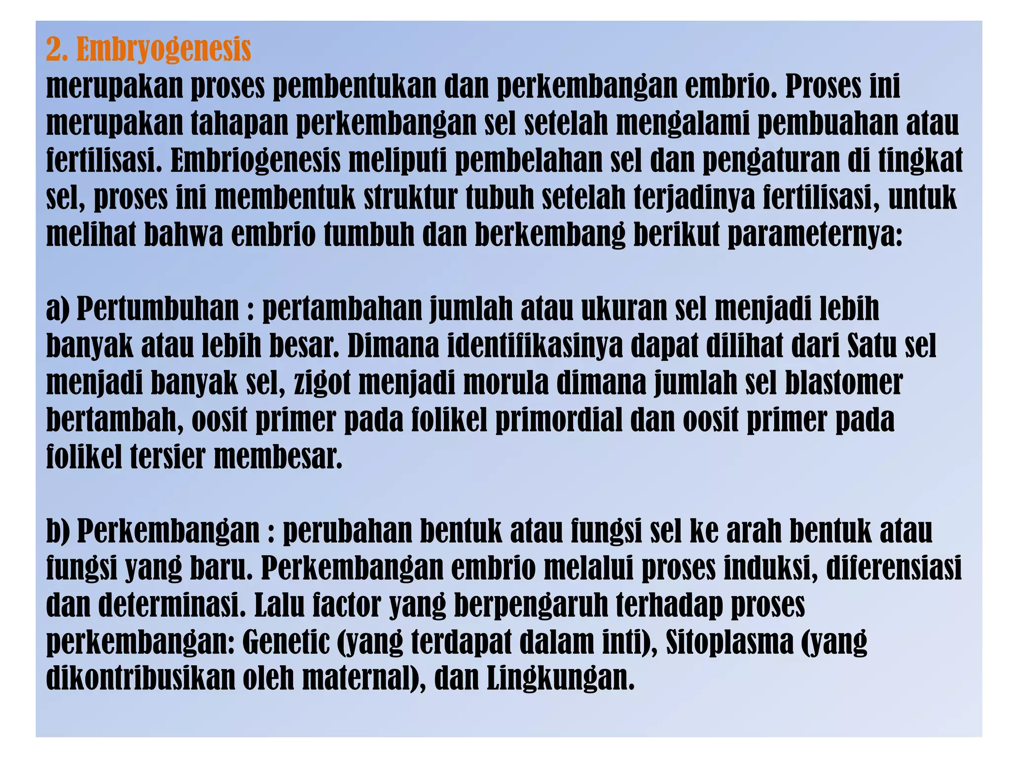 tahap perkembangan embrio pada makhluk hidup | PPTX