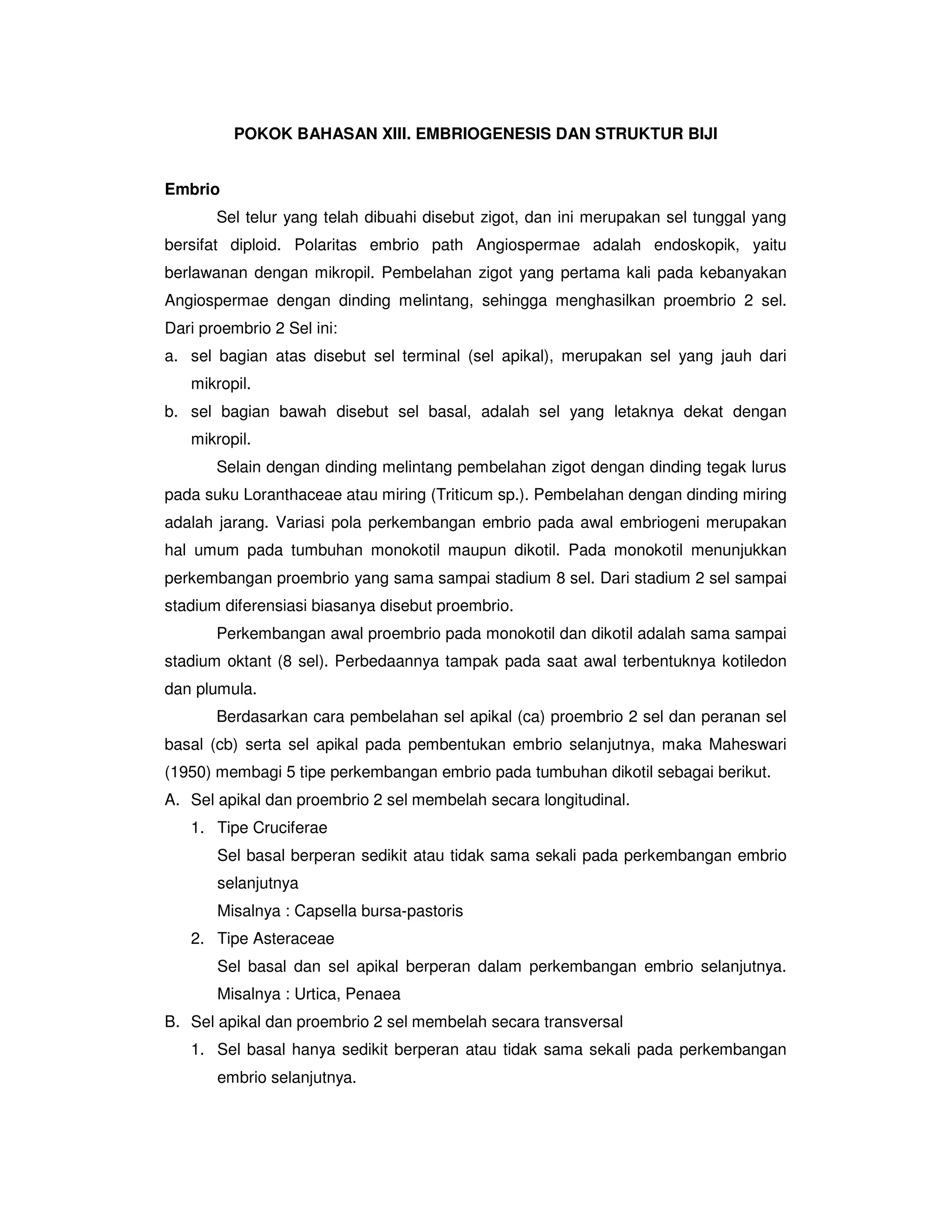 Embriogenesis dan struktur biji | PDF