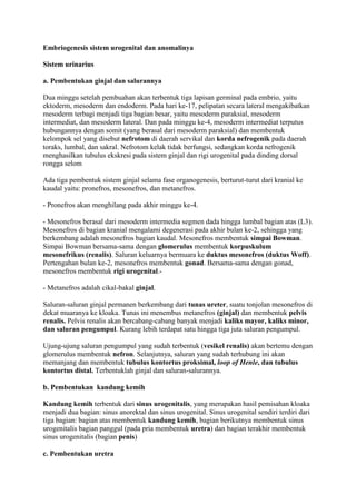 Embriogenesis sistem urogenital dan | DOCX