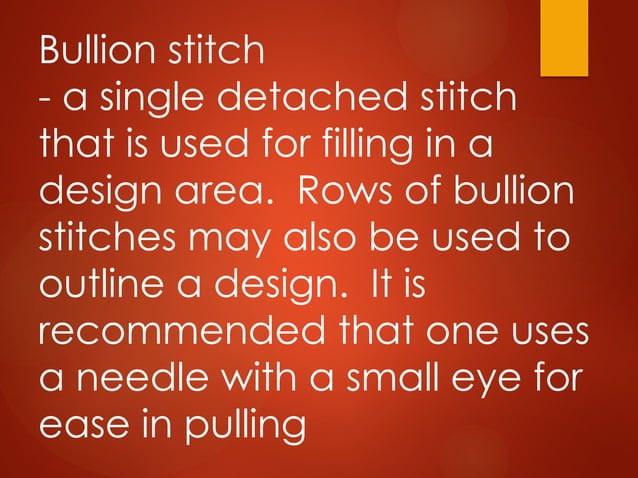 EMBROIDERY STITCHES DEFINITION.pptx emb | PPT