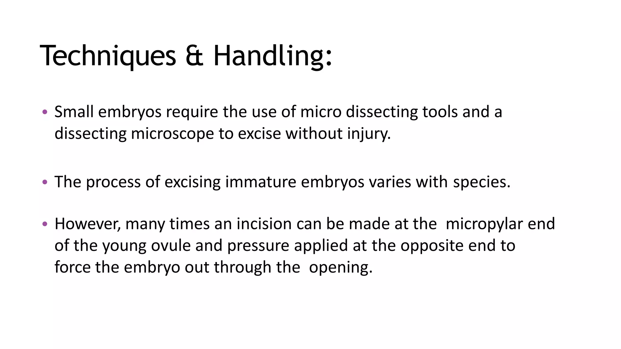 Embryo culture and embryo rescue technique | PPTX