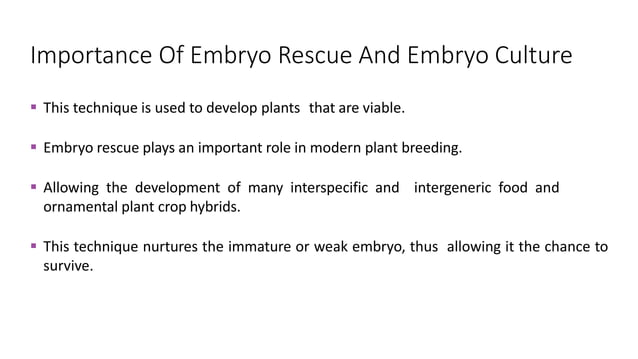 Embryo culture and embryo rescue technique | PPT Embryo culture and embryo rescue technique | PPT