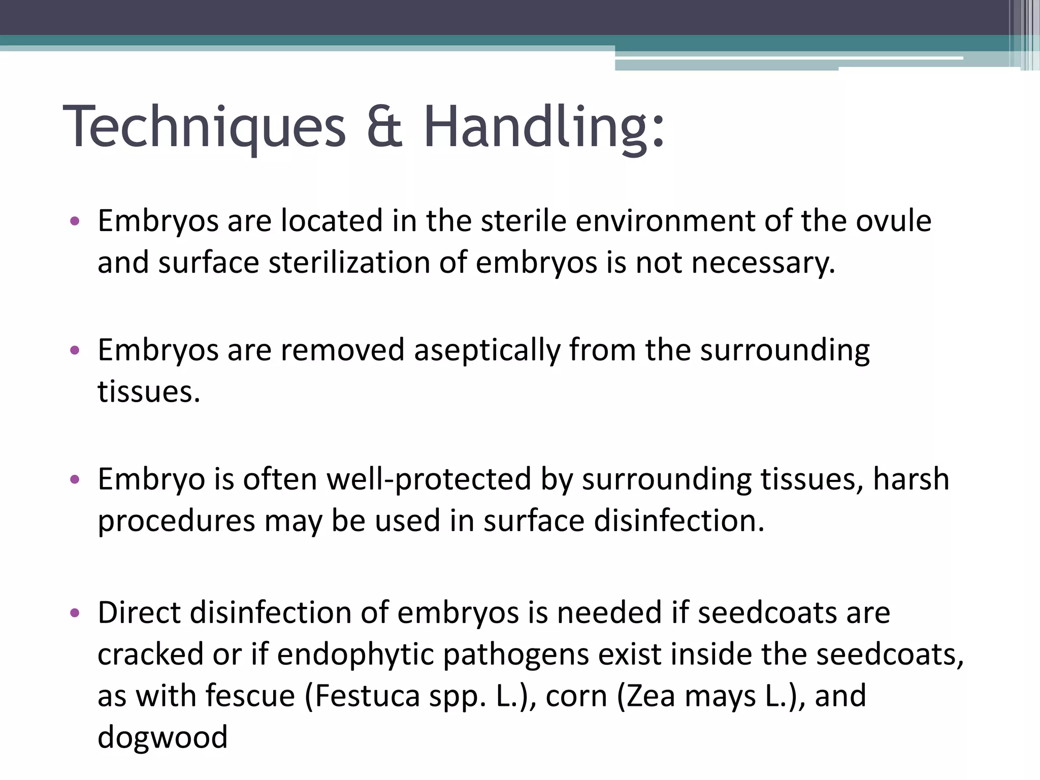 Embryo culture & application; embryo rescue | PPTX