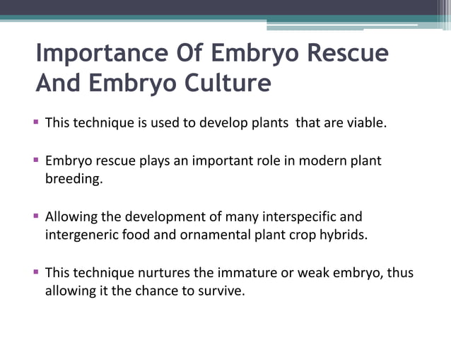 Embryo culture & application; embryo rescue | PPTX | Infertility ...