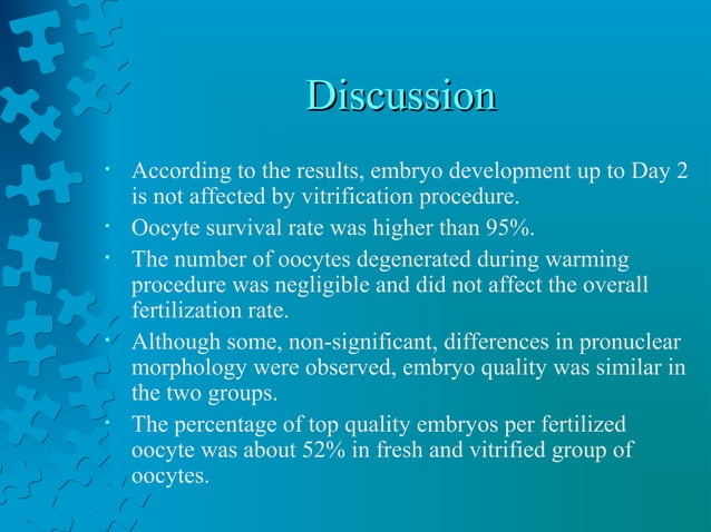 Embryo development of fresh versus vitrified mii oocytes after icsi | PPT