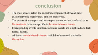 Insect Embryology (Pre and Post embryonic development) | PPTX