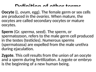 EMBRYOLOGY 1 GAMETOGENESIS.powerpoint slides | PPTX
