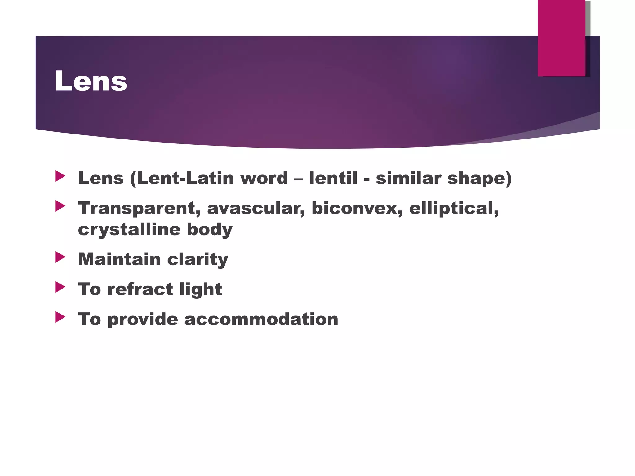 Embryology and anatomy of human lens | PPT
