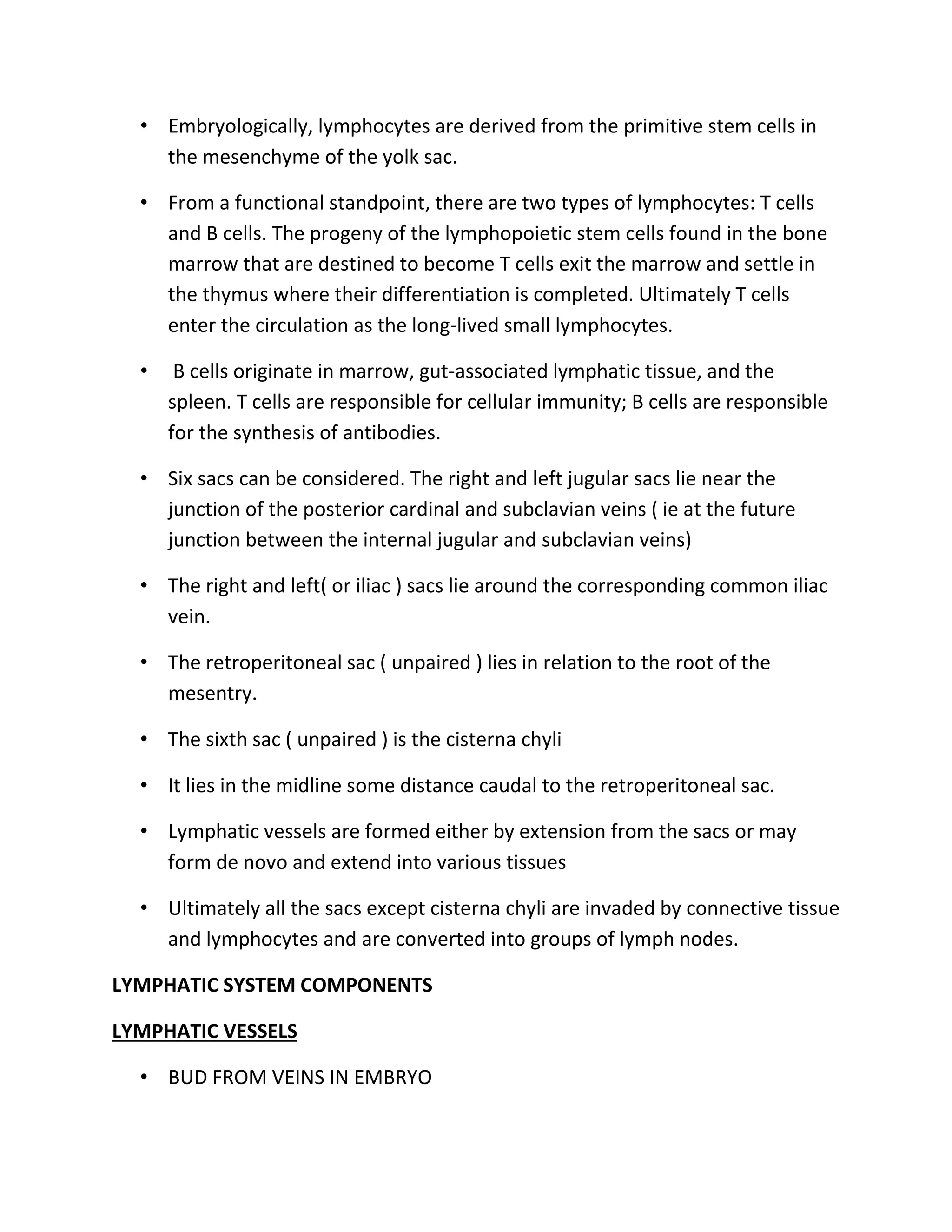 Embryology and anatomy of lymphatics | DOCX