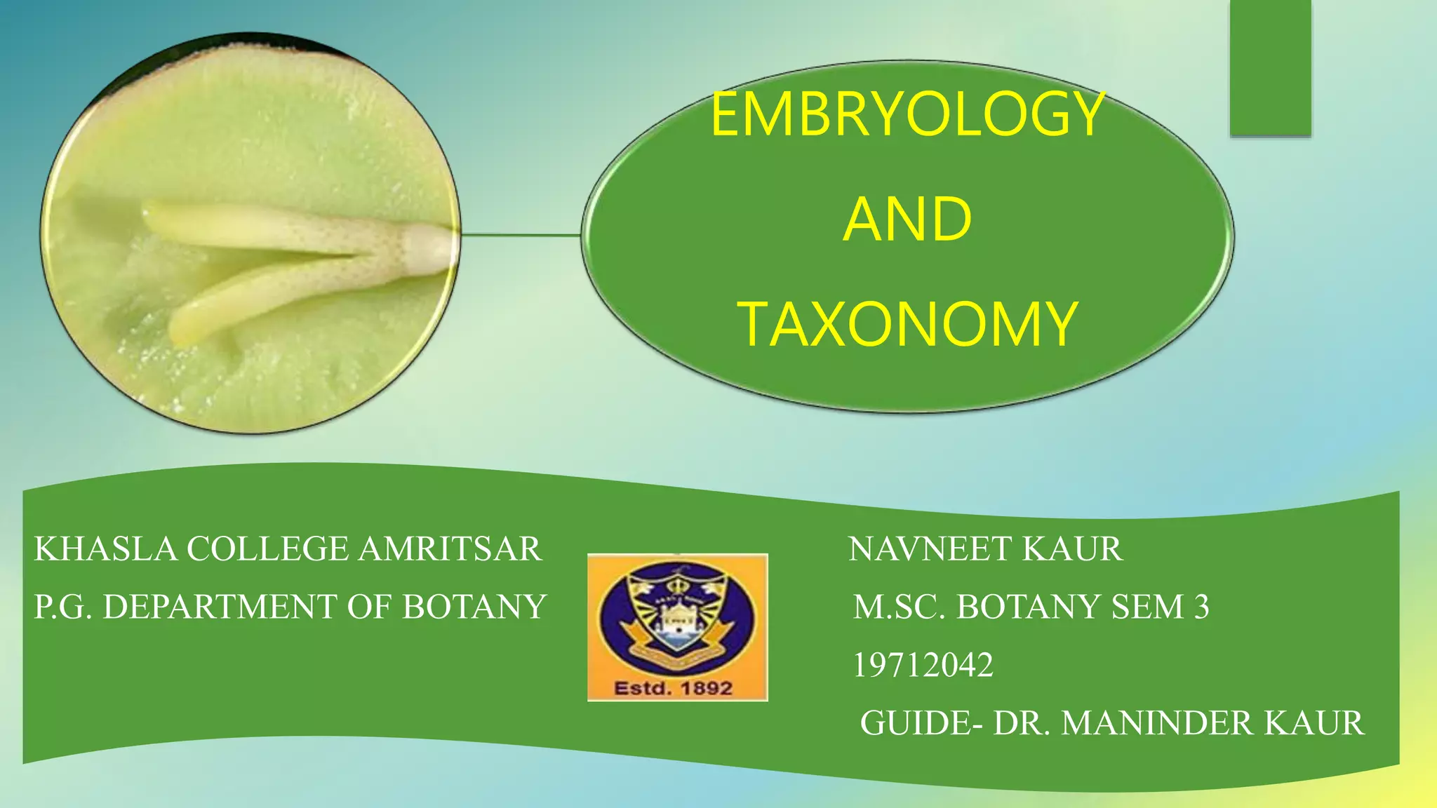 Embryology and taxonomy | PPTX