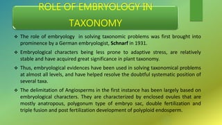 Embryology and taxonomy | PPTX