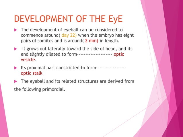 Embryology of the human eye | PPTX