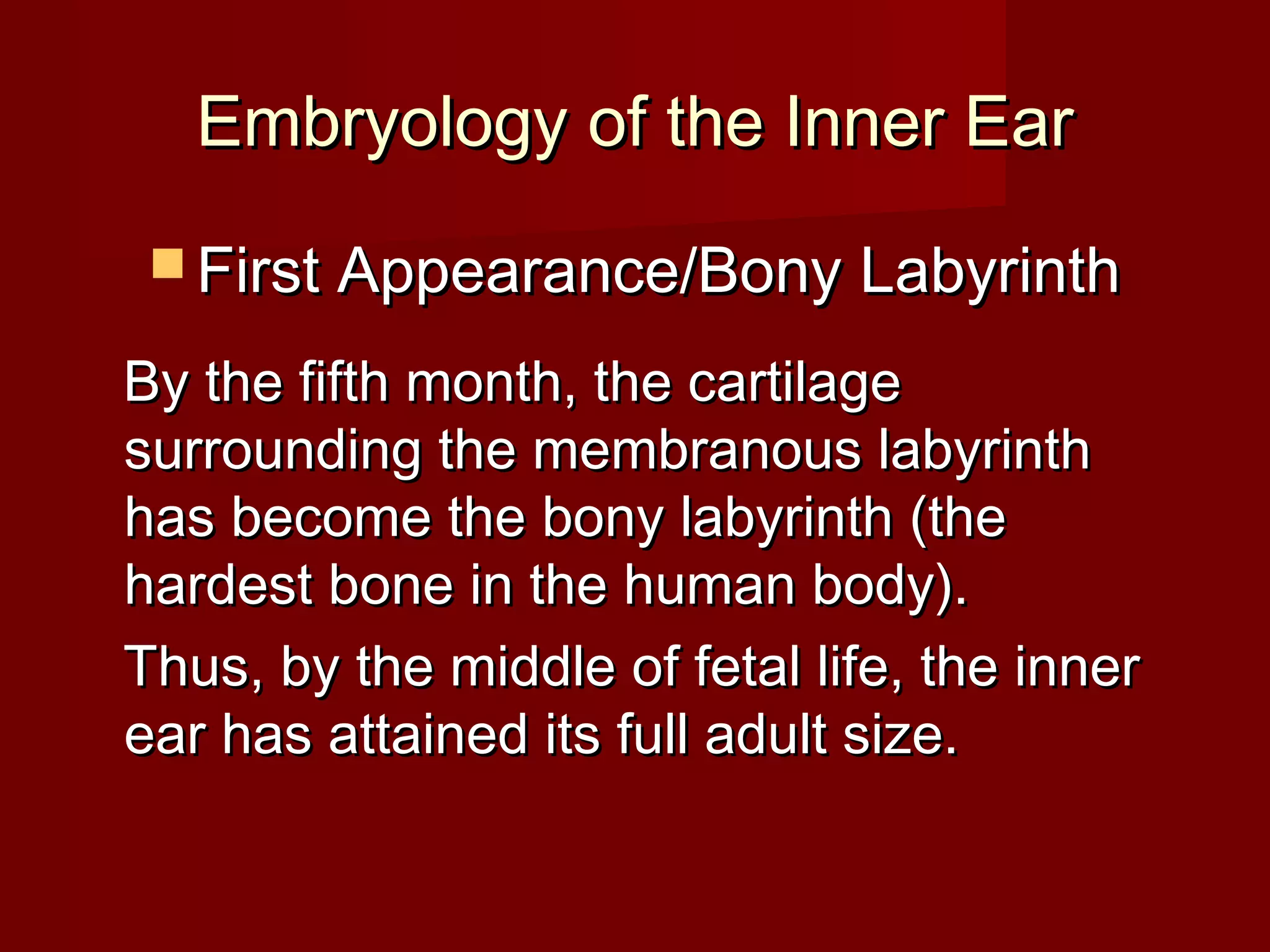HIS 120 Embryology of the Inner Ear | PPT