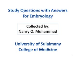 Embryology practice questions with answers | PDF
