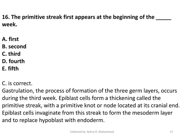 Embryology practice questions with answers | PDF