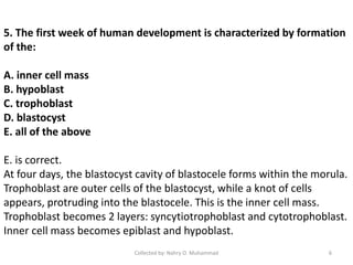 Embryology practice questions with answers | PDF