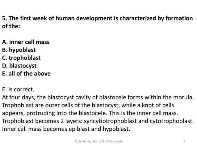 Embryology practice questions with answers | PDF