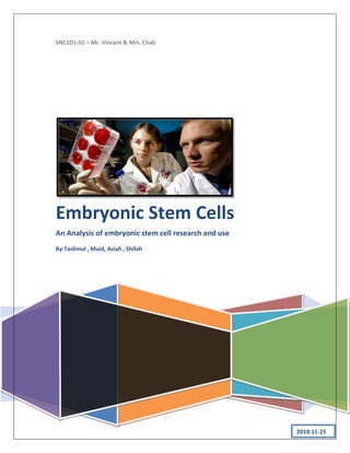 Embryonic stem cell report | PDF