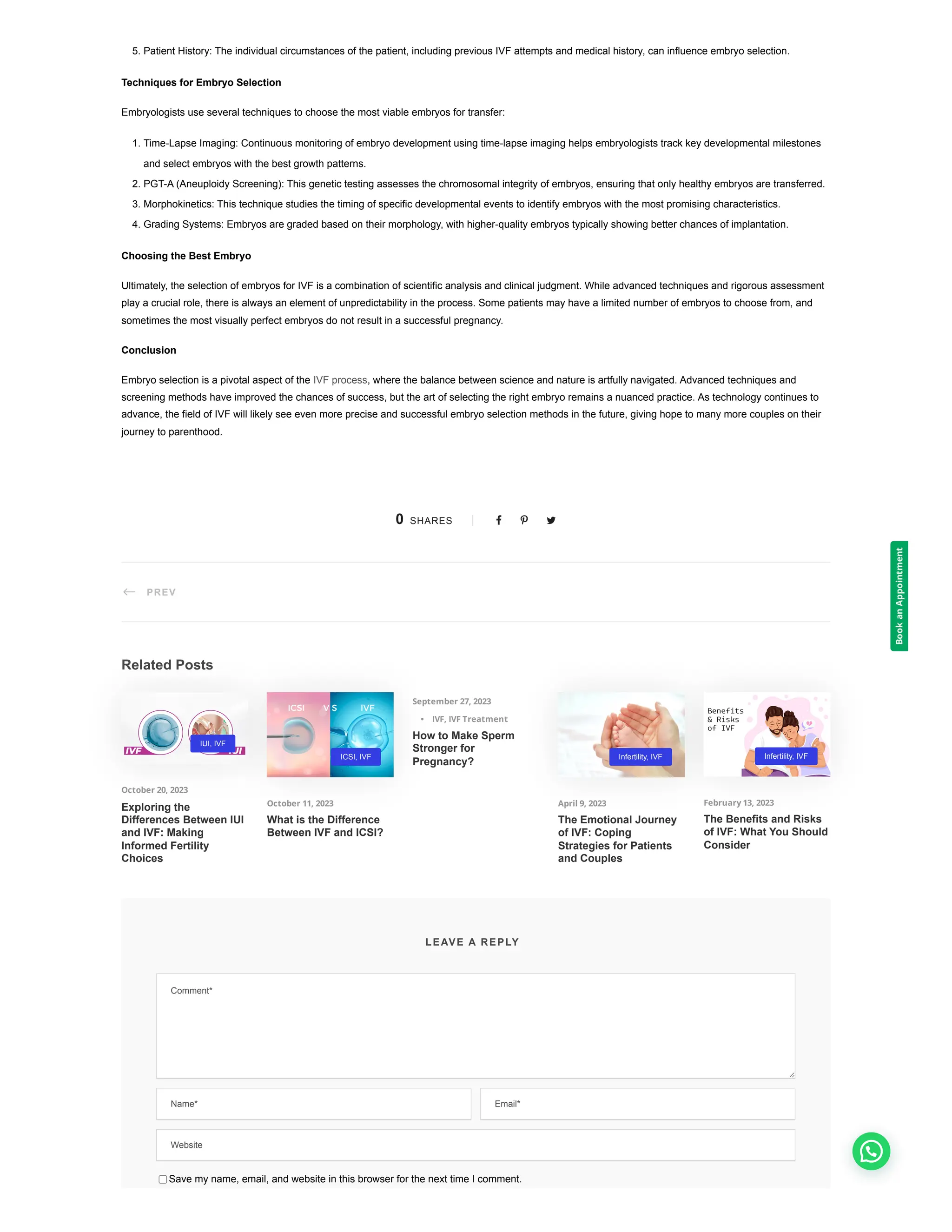 Embryo Selection in IVF: Navigating the Path to Parenthood | PDF