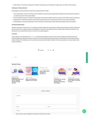 Embryo Selection in IVF: Navigating the Path to Parenthood | PDF