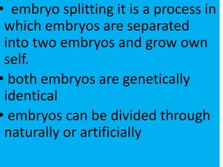 Embryo splitting | PPTX