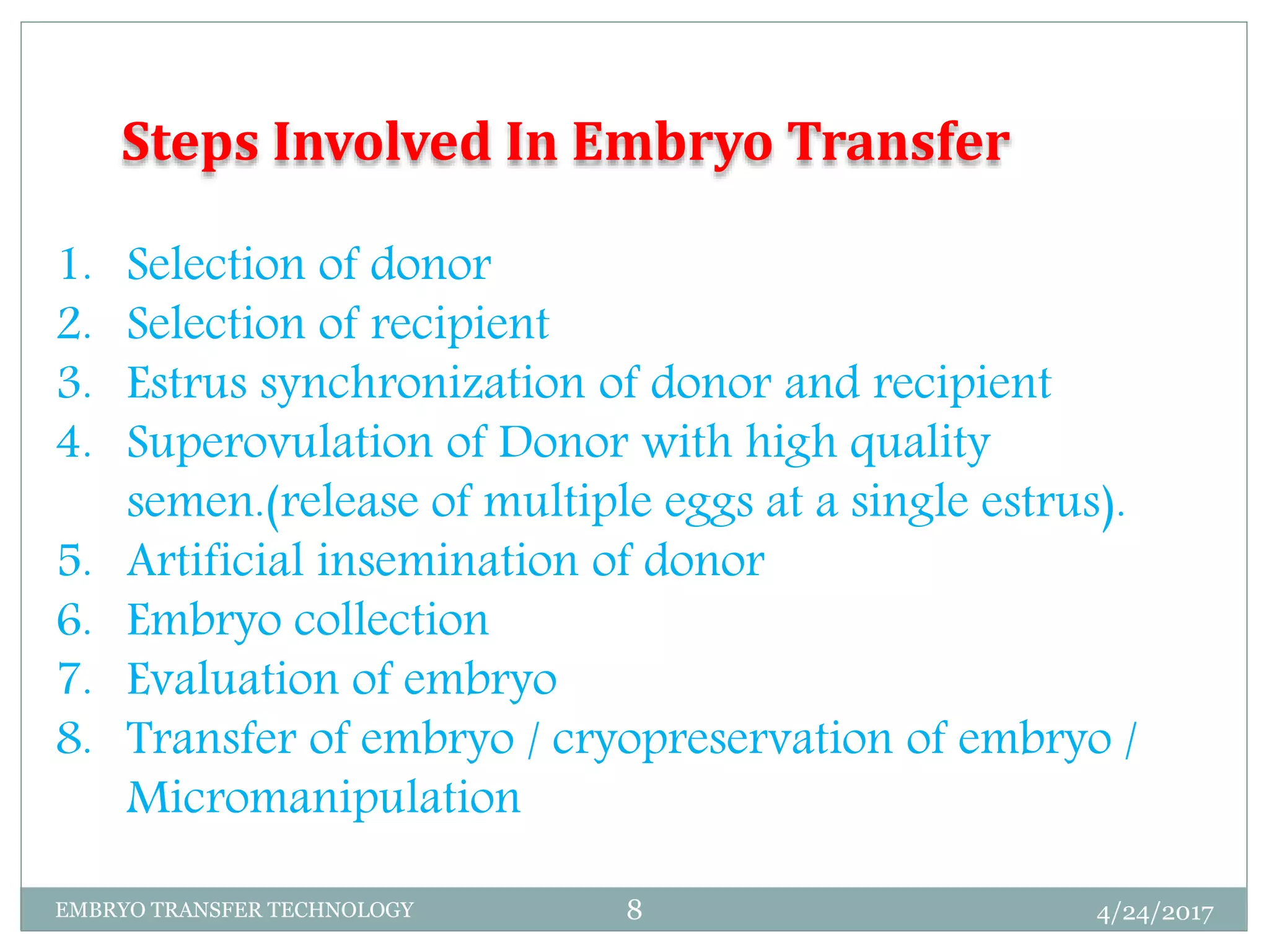 Embryo transfer lecture 7 | PPTX